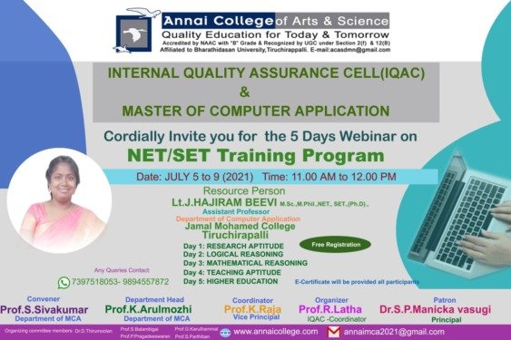05/07/2021 to 09/07/2021 - MCA Dept. Webinar NET / SET -Paper 1 ...